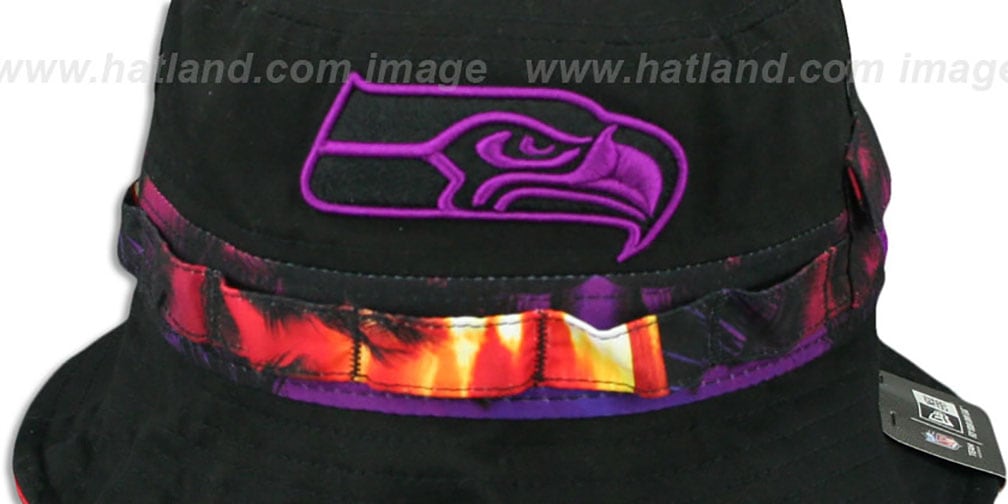 Seattle Seahawks ADVENTURE SUNSET Black Bucket Hat