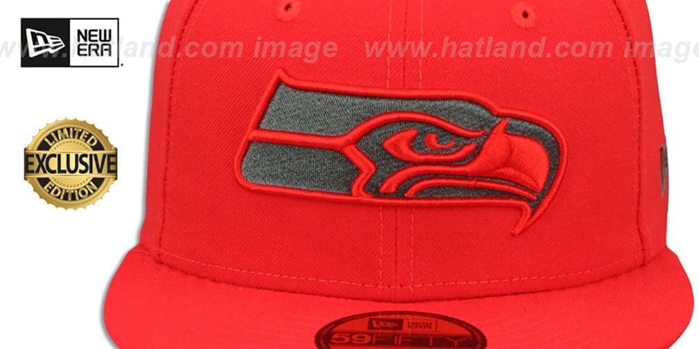 Seattle Seahawks NFL TEAM-BASIC Fire Red-Charcoal Fitted Hat
