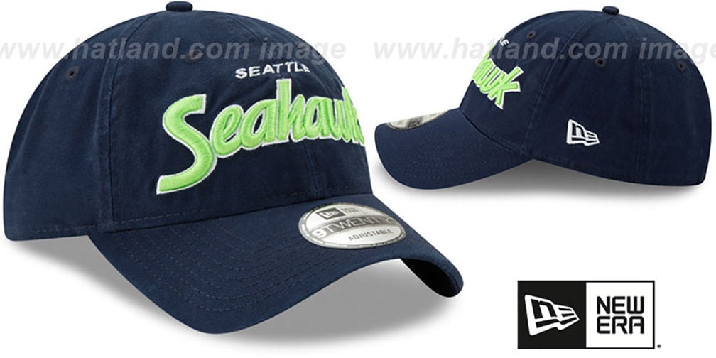 Seattle Seahawks RETRO-SCRIPT SNAPBACK Navy Hat by New Era
