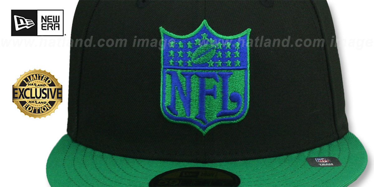 Seattle Seahawks THROWBACK NFL SHIELD-BASIC Black-Green Fitted Ha
