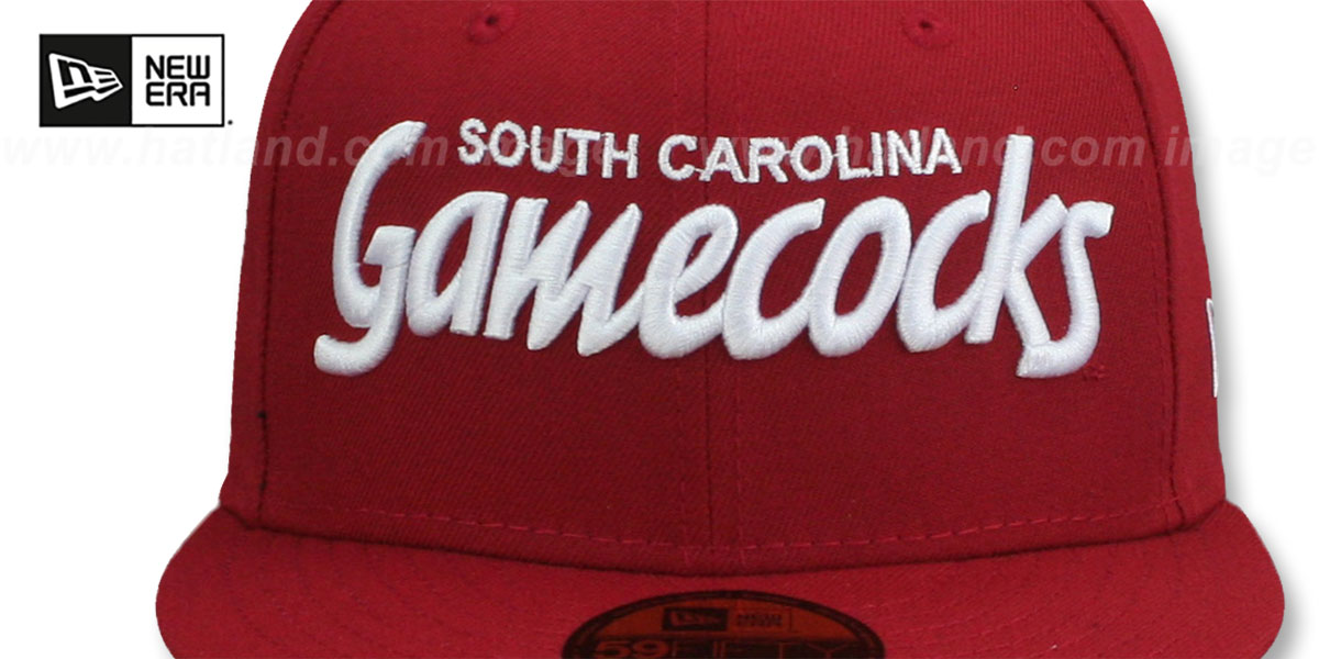 South Carolina NCAA TEAM-SCRIPT Red Fitted Hat by New Era