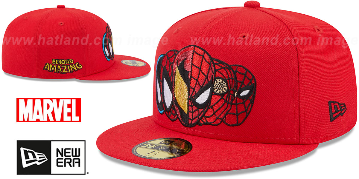 Spiderman SPIDERVERSE FACES Red Fitted Hat by New Era