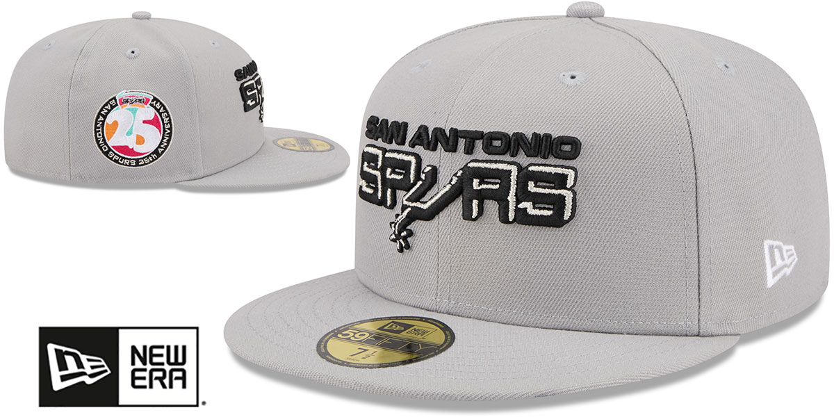 San Antonio Spurs 25TH ANNIVERSARY SIDE-PATCH Grey Fitted Hat