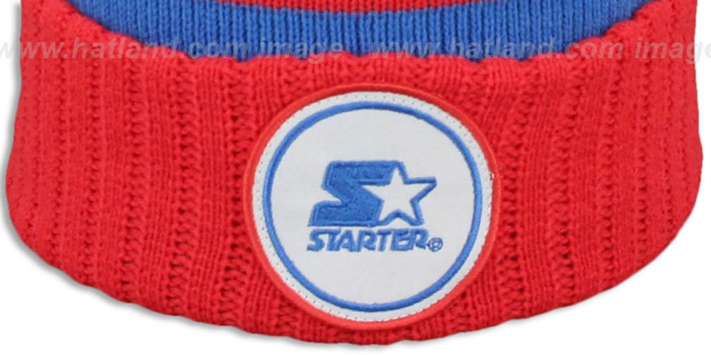 Starter S-STAR CLASSIC BOBBLE Royal-Red Knit Beanie Hat