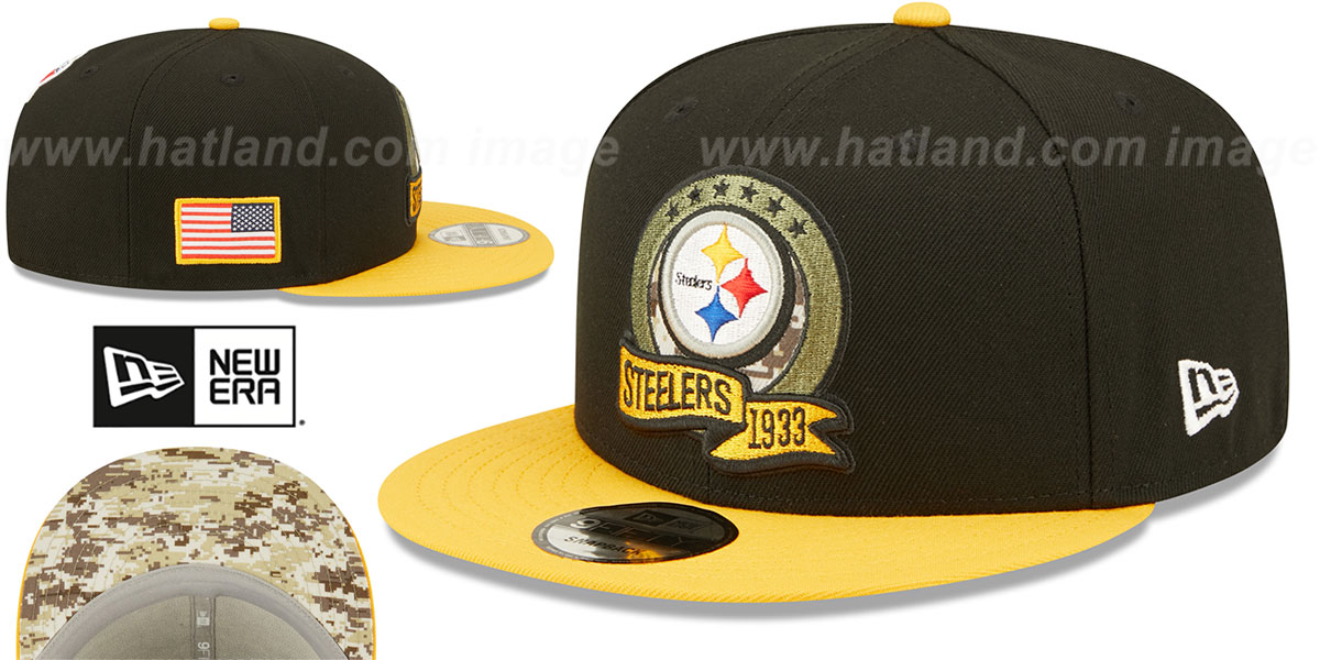 Pittsburgh Steelers 2022 SALUTE-TO-SERVICE SNAPBACK Black-Gold Ha