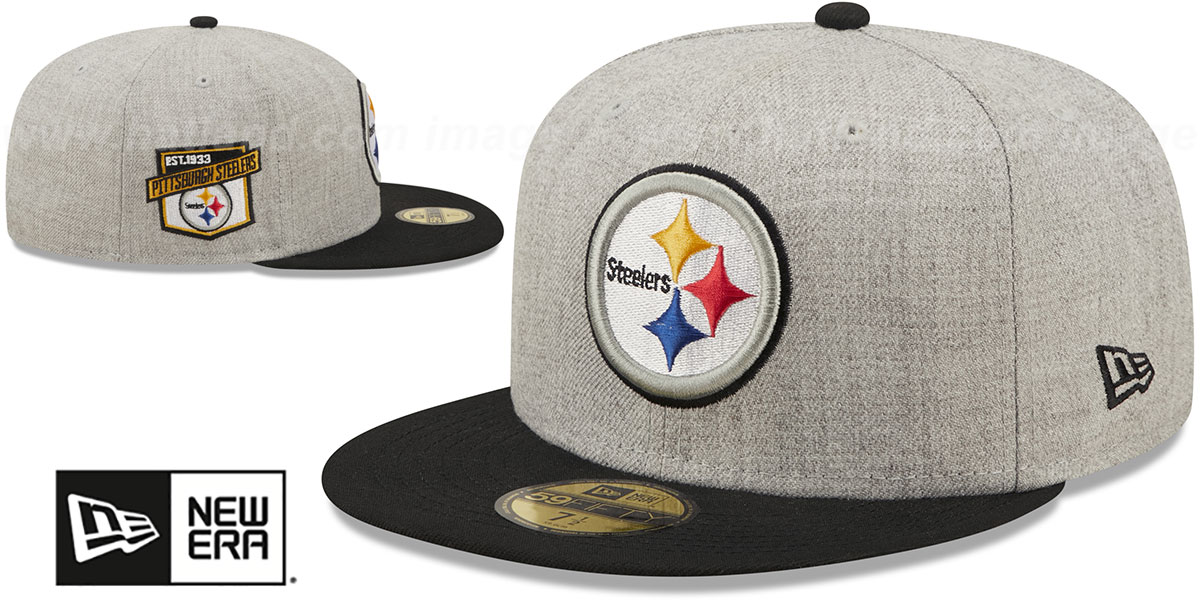 Pittsburgh Steelers EST HEATHER SIDE-PATCH Grey-Black Fitted Hat