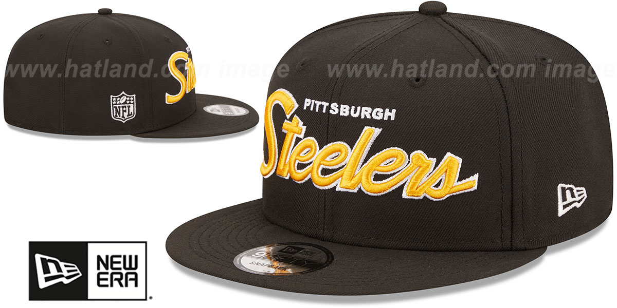 Pittsburgh Steelers SCRIPT-UP SNAPBACK Black Hat by New Era