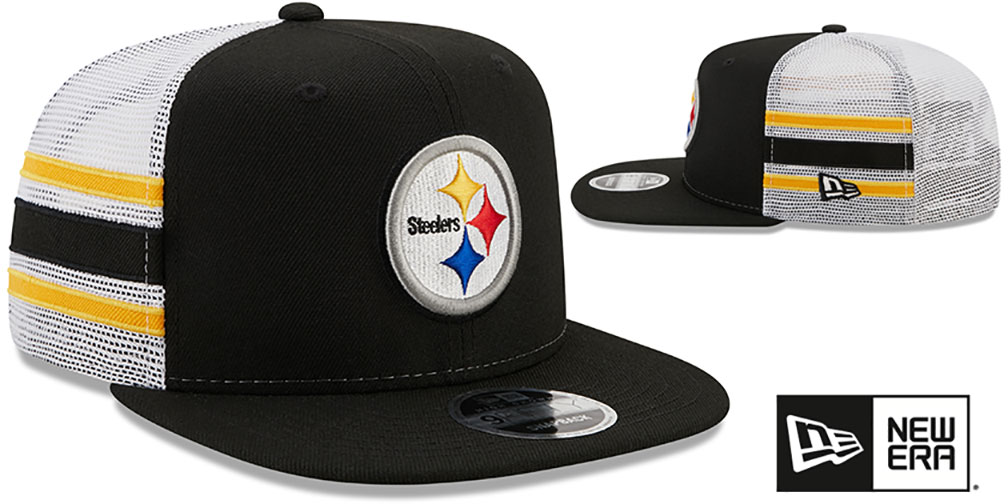 Pittsburgh Steelers SIDE-STRIPE TRUCKER SNAPBACK Black Hat