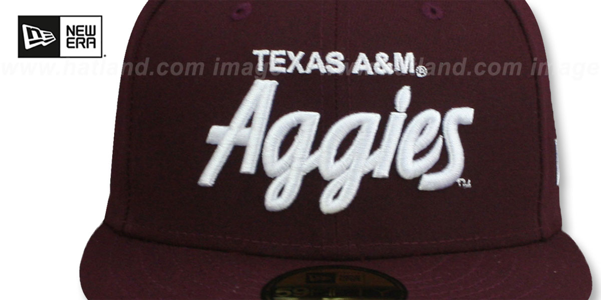 Texas A&M Texas A and M NCAA TEAM-SCRIPT Maroon Fitted Hat