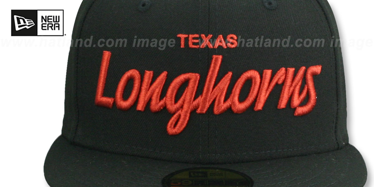 Texas NCAA TEAM-SCRIPT Black Fitted Hat by New Era