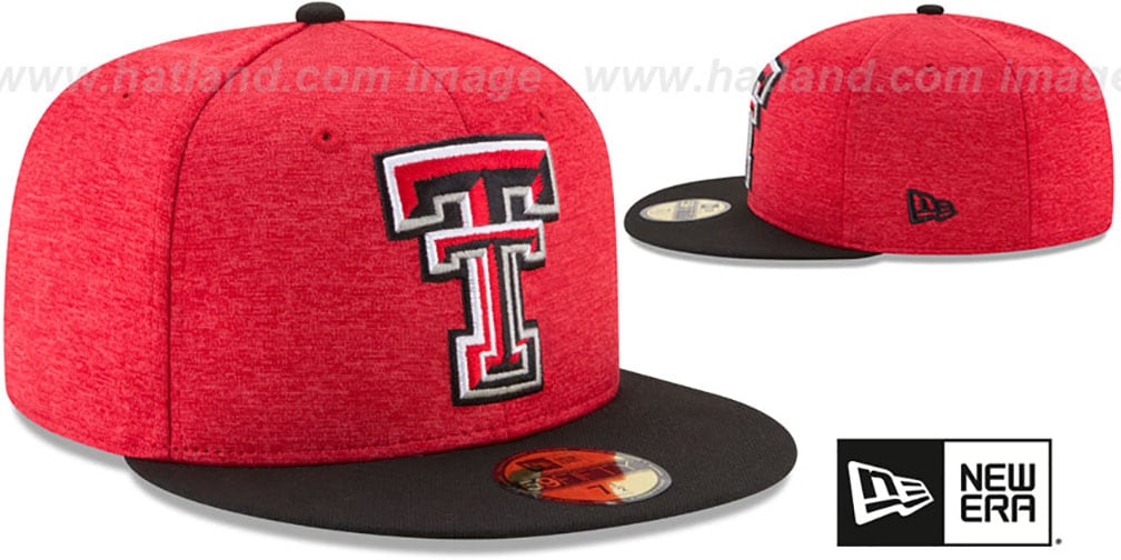 Texas Tech HEATHER-HUGE Red-Black Fitted Hat by New Era