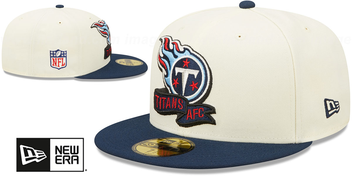 Tennessee Titans 2022 NFL SIDELINE Cream-Navy Fitted Hat