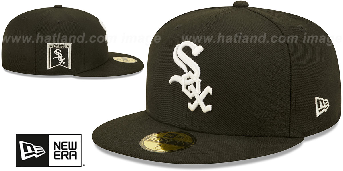 Chicago White Sox BANNER SIDE-PATCH Black Fitted Hat