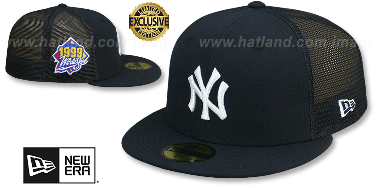 New York Yankees 1999 WS MESH-BACK SIDE-PATCH Navy-Navy Fitted Ha