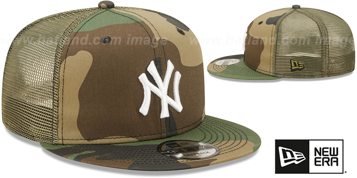 New York Yankees ARMY CAMO TRUCKER Woodland-Olive Hat