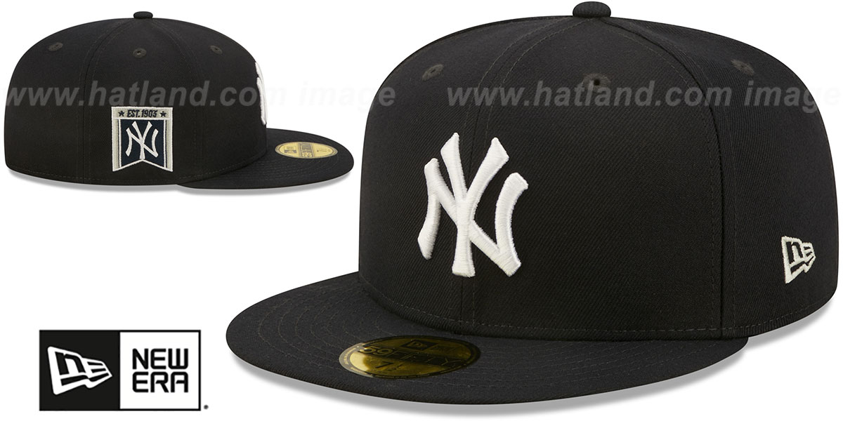 New York Yankees BANNER SIDE-PATCH Navy Fitted Hat
