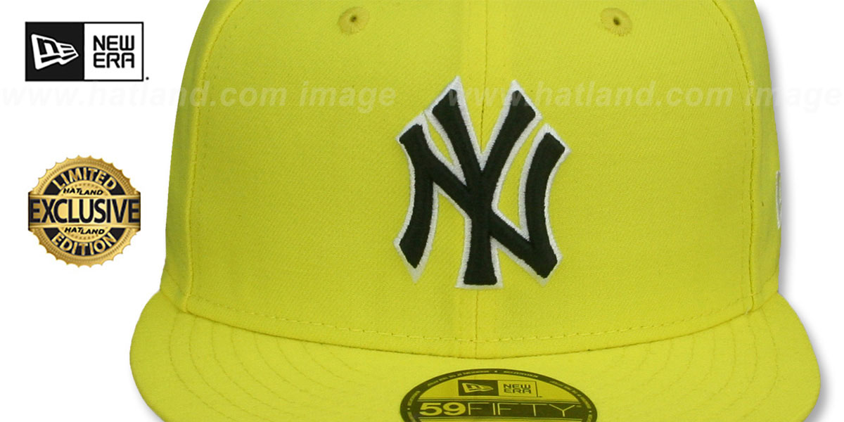 New York Yankees BLACKDANA BOTTOM Yellow Fitted Hat