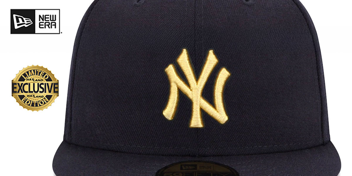 New York Yankees GOLD-METALLIC Black Fitted Hat by New Era