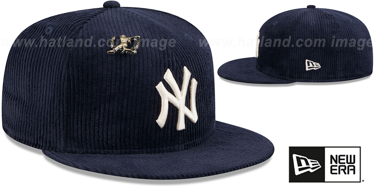New York Yankees LETTERMAN PIN CORDUROY Navy Fitted Hat