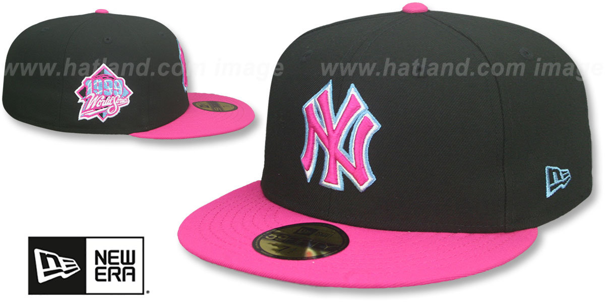 New York Yankees MIAMI VICE SIDE-PATCH Black-Beetroot Fitted Hat