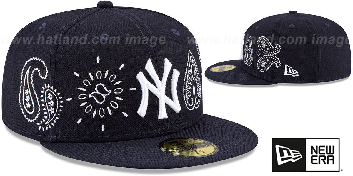New York Yankees PAISLEY ELEMENTS Navy Fitted Hat by New Era