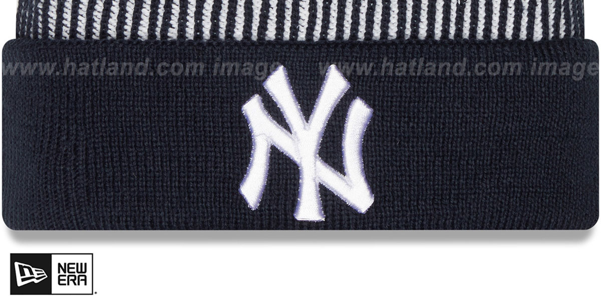 New York Yankees STRIPED Knit Beanie Hat by New Era