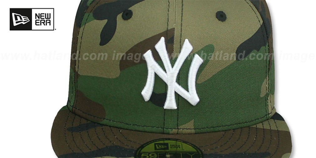 New York Yankees TEAM-BASIC Army Camo-White Fitted Hat