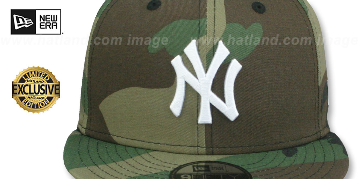 New York Yankees TEAM-BASIC SNAPBACK Army Camo-White Hat