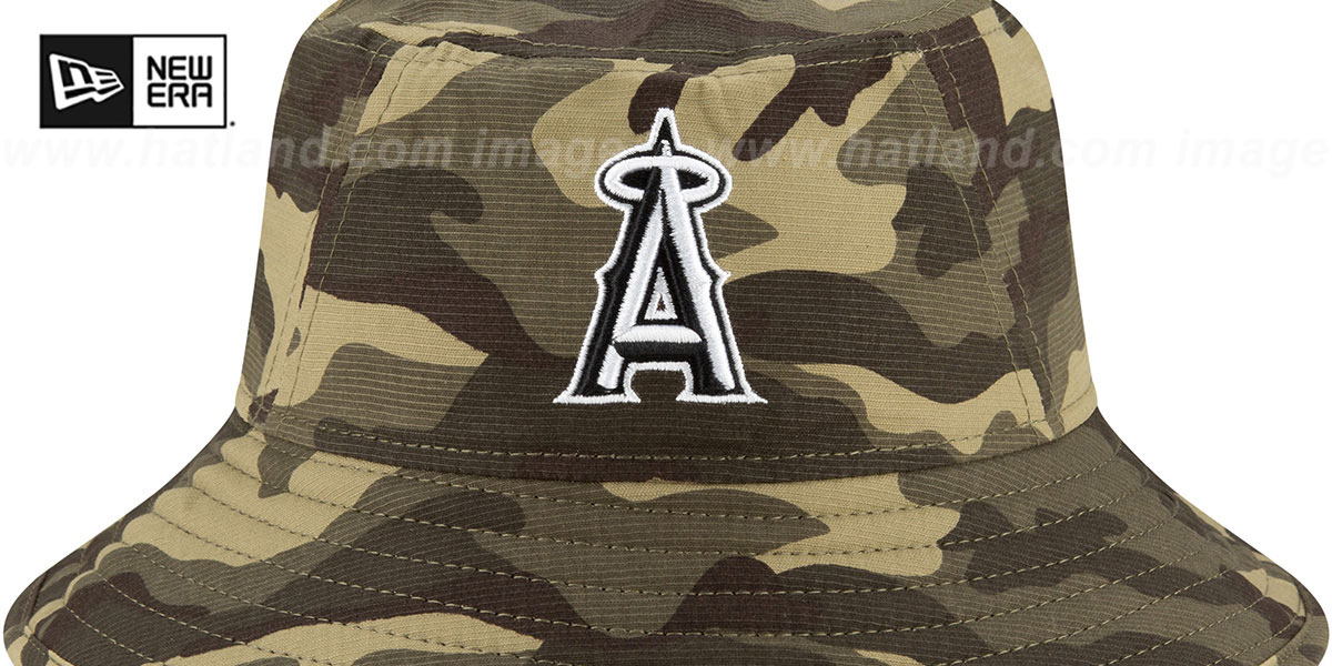 Los Angeles Angels 2021 ARMED FORCES STARS N STRIPES BUCKET Hat