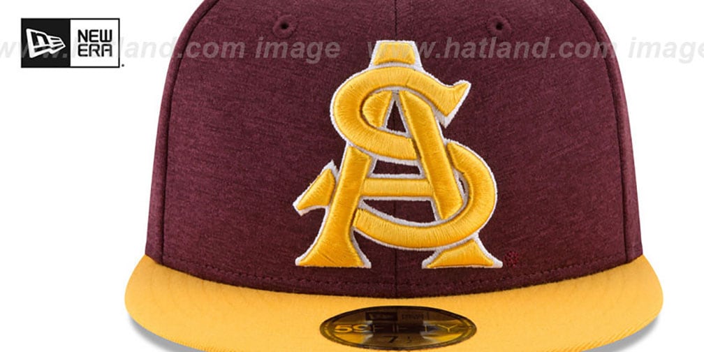 Arizona State HEATHER-HUGE Burgundy-Gold Fitted Hat