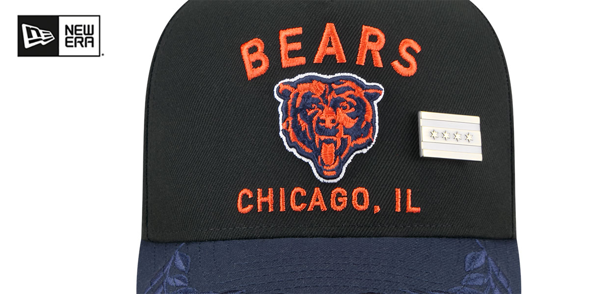 Chicago Bears 2025 NFL DRAFT ONSTAGE A-FRAME Black-Navy Fitted Ha