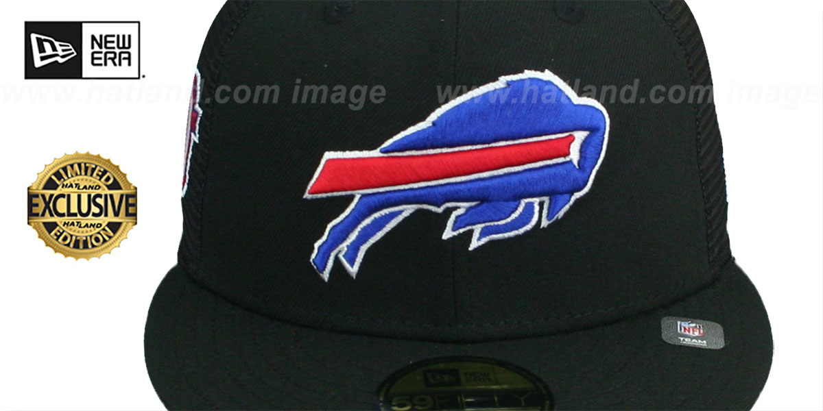 Buffalo Bills EST 1960 MESH-BACK SIDE-PATCH Black-Black Fitted Ha