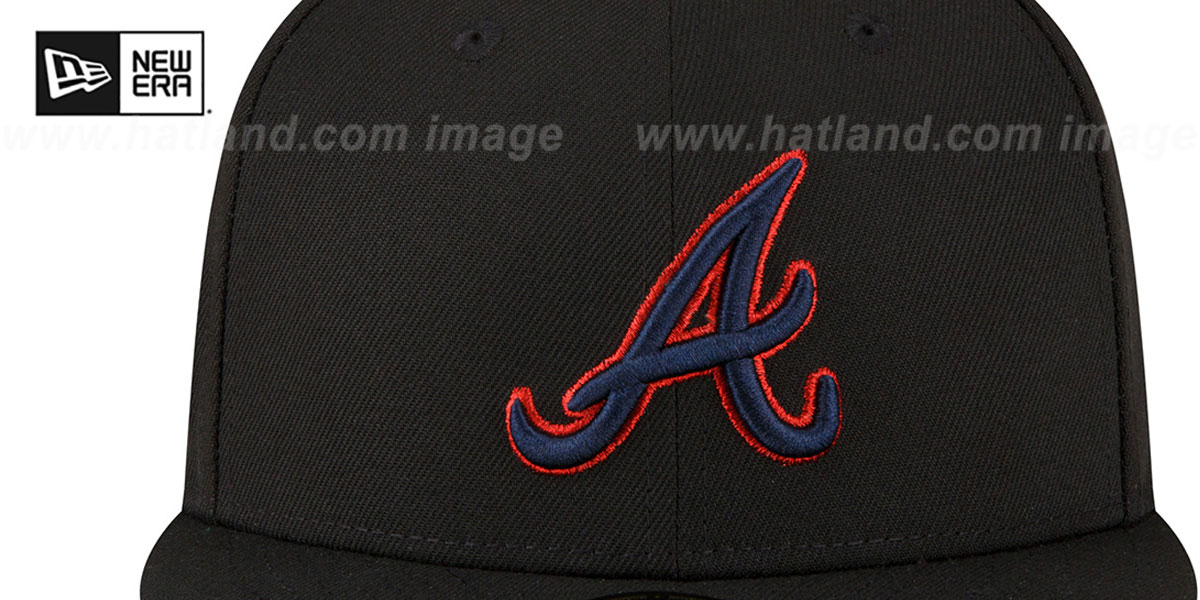 Atlanta Braves METALLIC LOGO SIDE-PATCH Black Fitted Hat