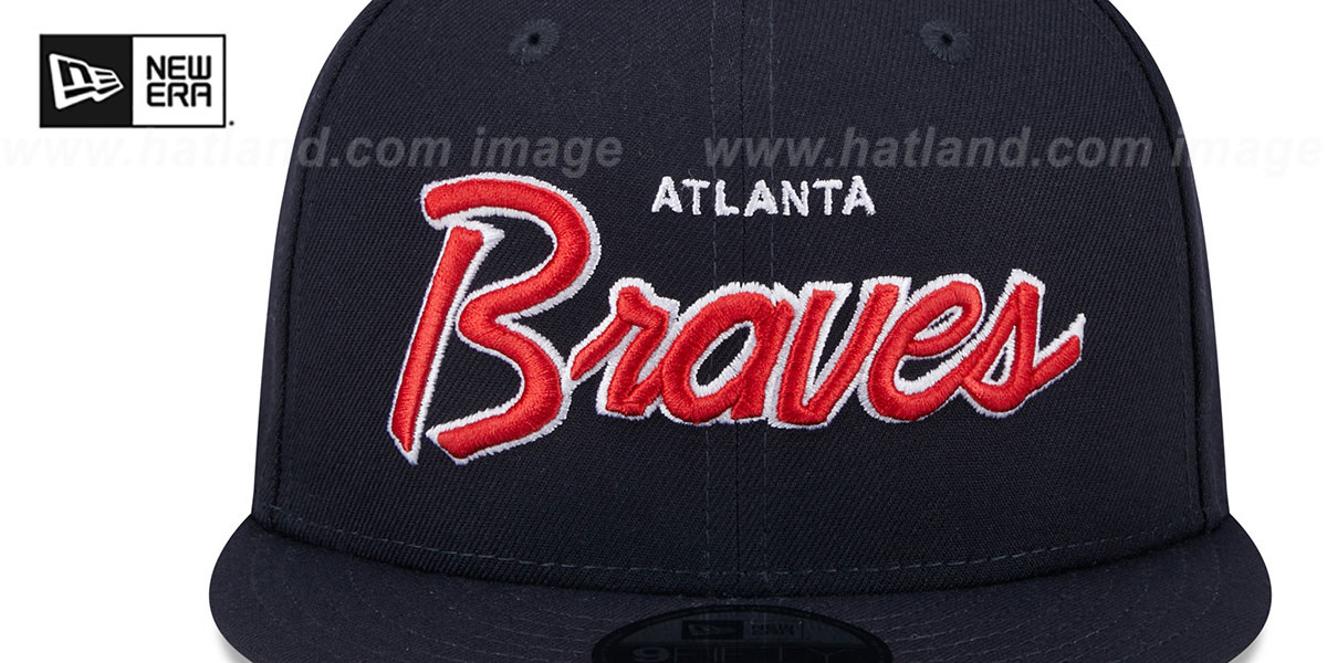 Atlanta Braves TEAM-SCRIPT SNAPBACK Navy Hat by New Era