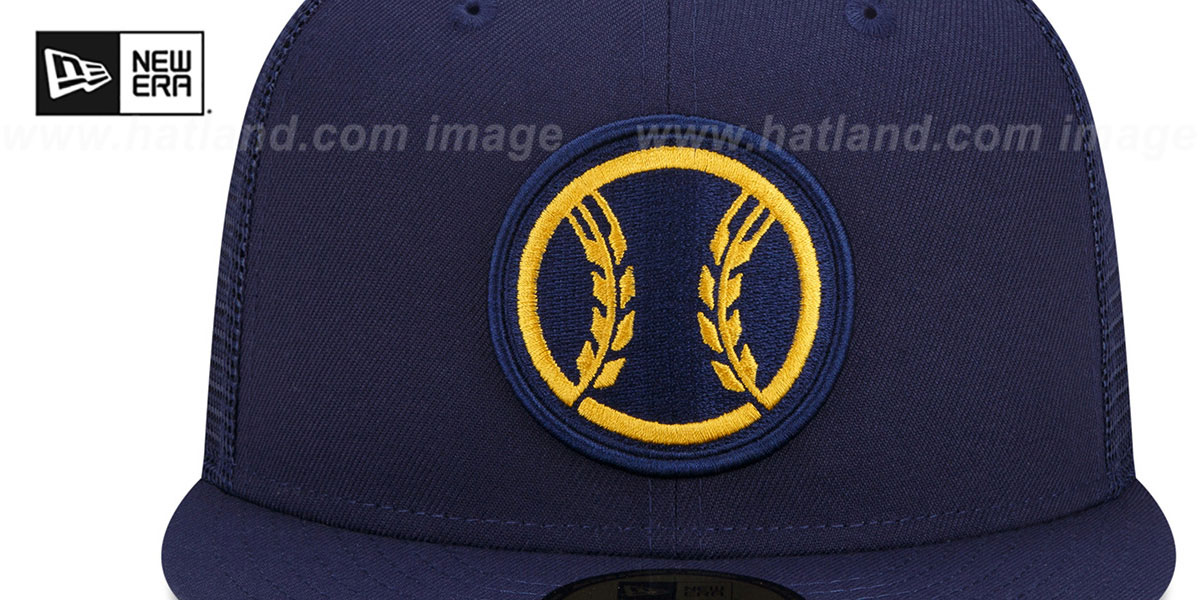 Milwaukee Brewers BATTING PRACTICE TRUCKER Navy Fitted Hat