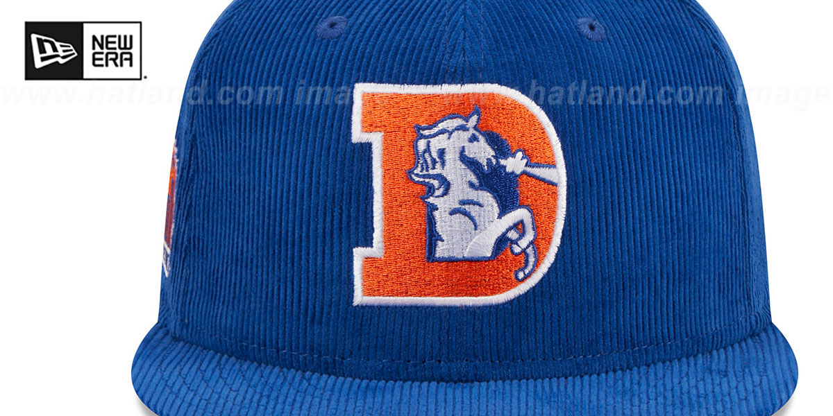 Denver Broncos OLD SCHOOL CORDUROY SIDE-PATCH Royal Fitted Hat