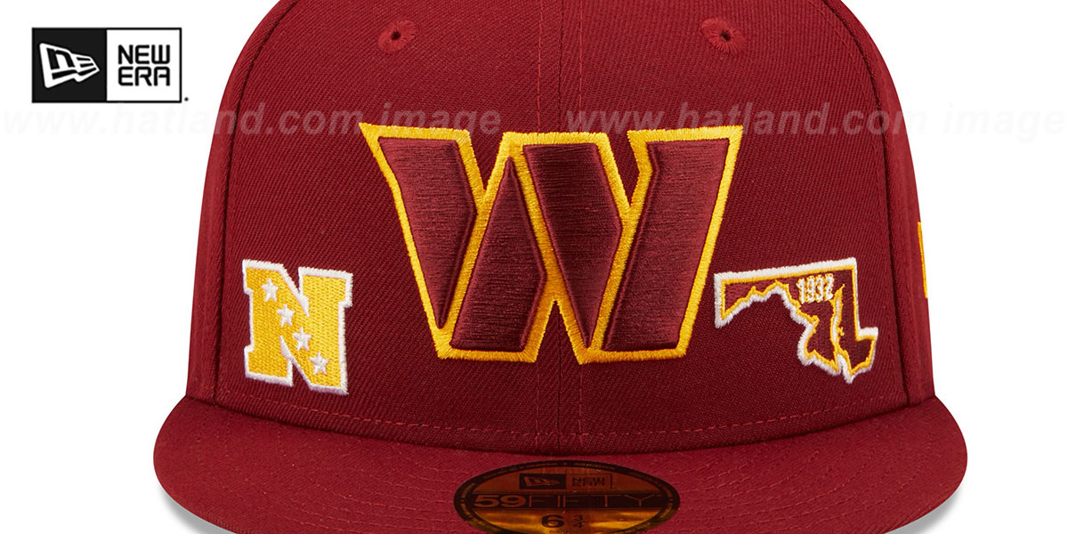 Washington Commanders TRIPLE THREAT IDENTITY Burgundy Fitted Hat