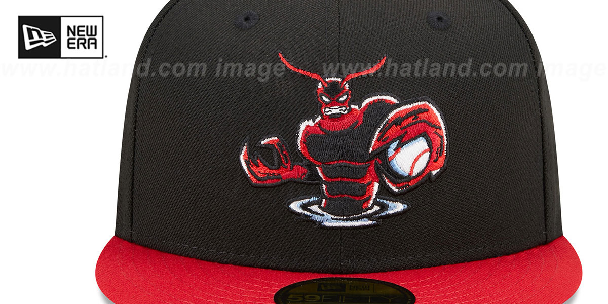 Hickory Crawdads MILB MARVEL DEFENDERS Black-Red Fitted Hat