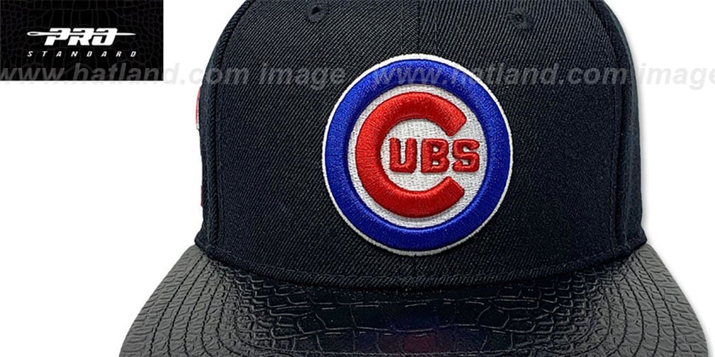 Chicago Cubs TEAM-BASIC STRAPBACK Black Hat by Pro Standard