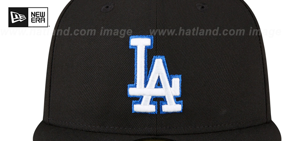 Los Angeles Dodgers METALLIC LOGO SIDE-PATCH Black Fitted Hat