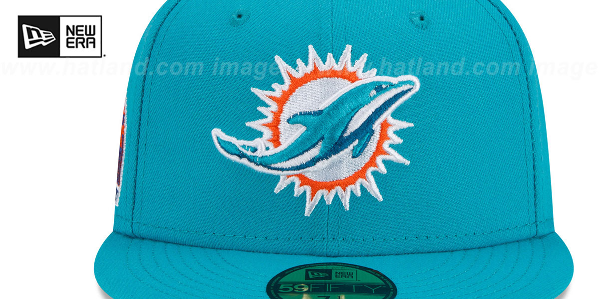 Miami Dolphins 1993 PRO BOWL SIDE-PATCH Aqua Fitted Hat