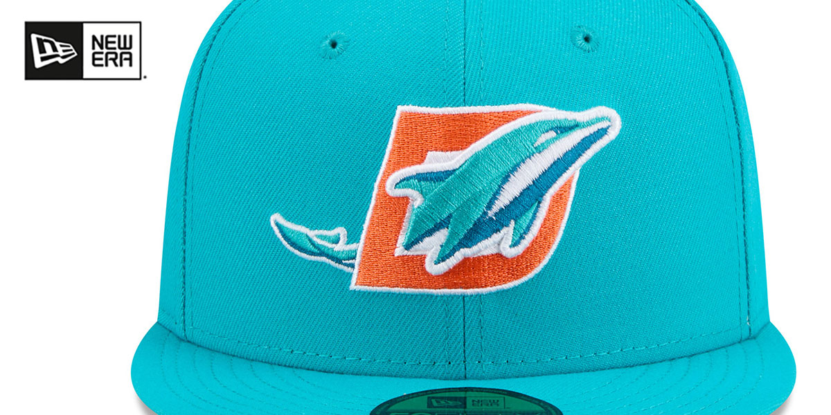 Miami Dolphins DECEPTOR Aqua Fitted Hat by New Era