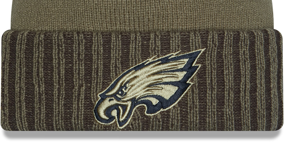 Philadelphia Eagles 2025 SALUTE-TO-SERVICE Olive Knit Beanie Hat
