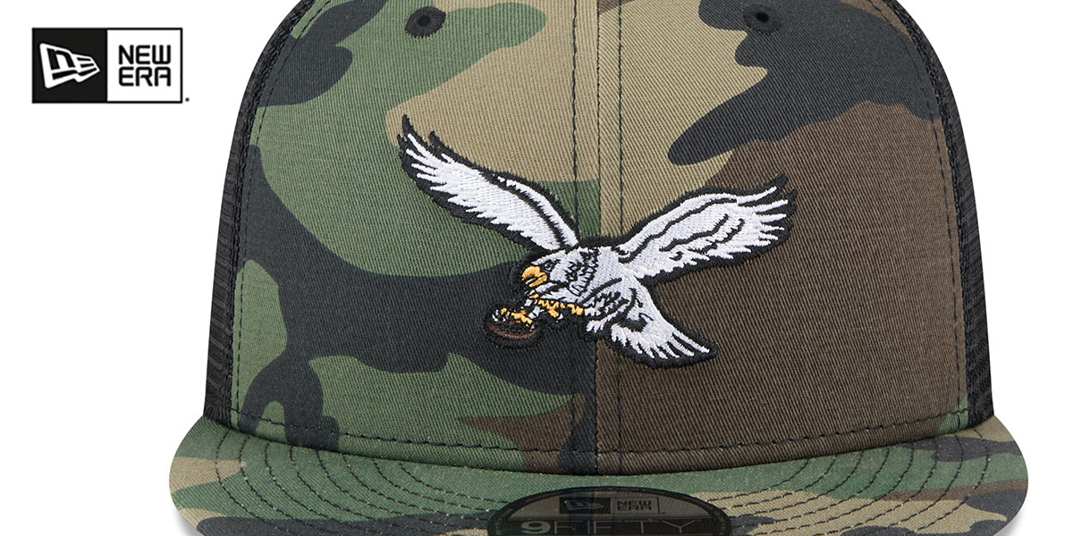 Philadelphia Eagles THROWBACK ARMY CAMO TRUCKER Woodland-Black Ha
