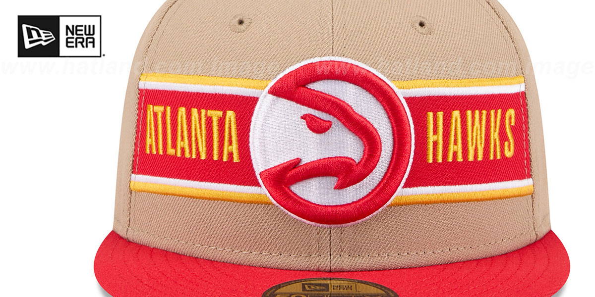 Atlanta Hawks 2024 NBA DRAFT Camel-Red Fitted Hat by New Era
