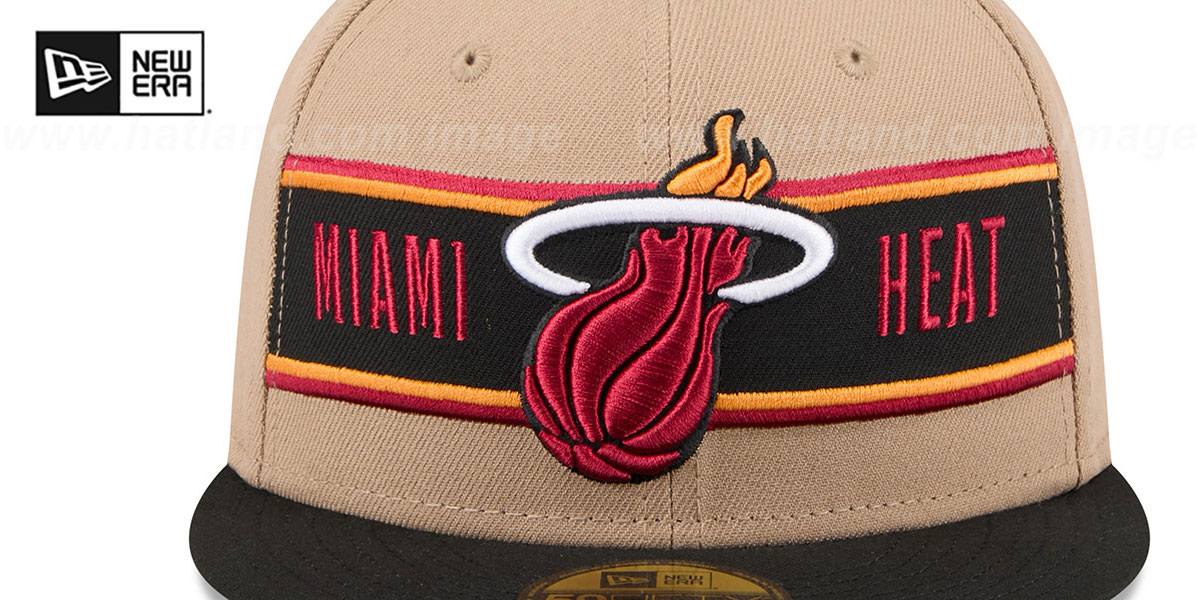 Miami Heat 2024 NBA DRAFT Camel-Black Fitted Hat by New Era