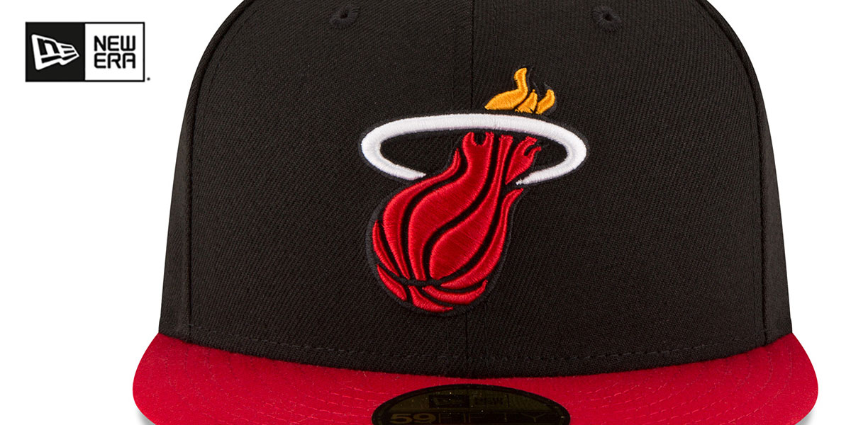 Miami Heat 2T NBA TEAM-BASIC Black-Red Fitted Hat by New Era