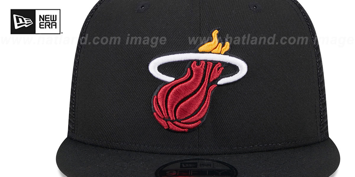 Miami Heat TEAM-BASIC TRUCKER SNAPBACK Black Hat by New Era