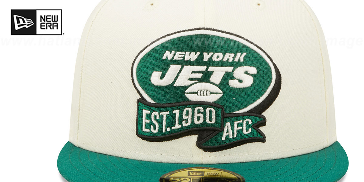New York Jets 2022 NFL SIDELINE Cream-Green Fitted Hat