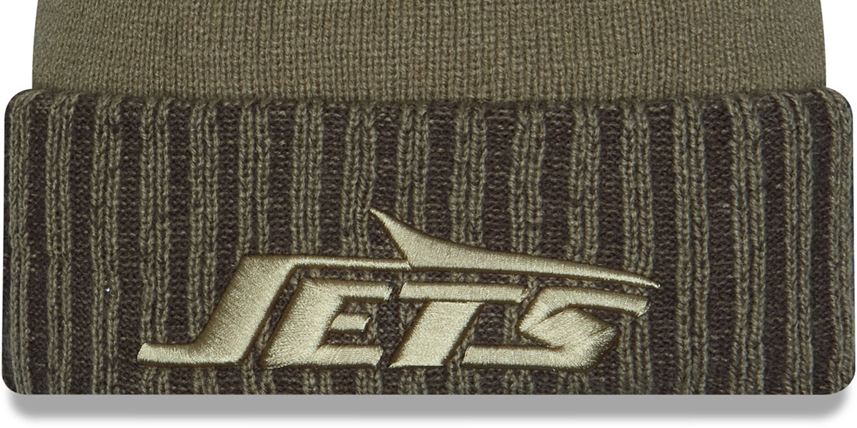 New York Jets 2025 SALUTE-TO-SERVICE Olive Knit Beanie Hat